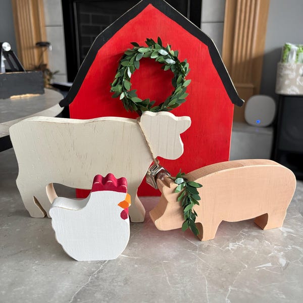 DIY Wooden Cow, Pig, Sheep and Chicken Craft Kit With Paint, Farm ...