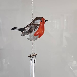 Robin Wind Chime, Original Art , Laser Cut Hand Painted Wooden Robin ...