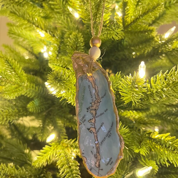 Nantucket Massachusetts Map Oyster Shell Ornament, Decoupage Shell ...