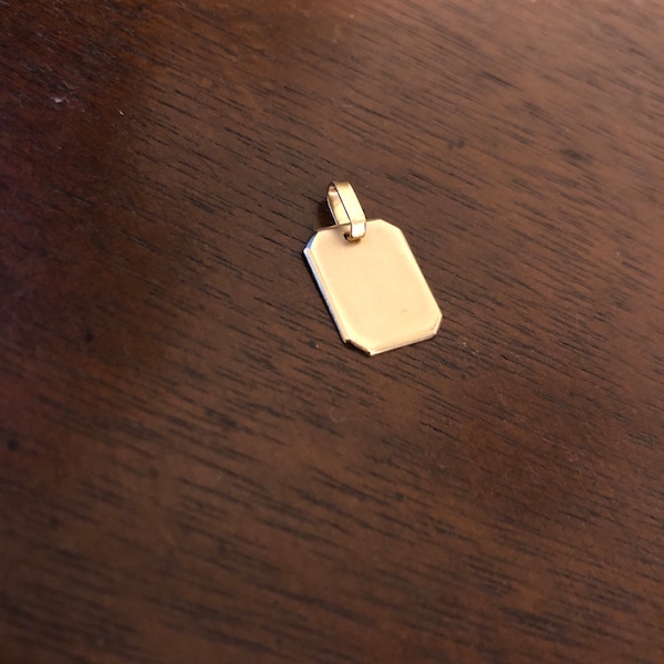 Solid 14K Yellow Gold Tag Necklace| Custom Engraved Charm| Engraved Dog ...