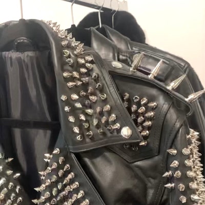 Men's Spiked Punk Jacket, Shoulder Epaulets Jacket, Handmade Black ...