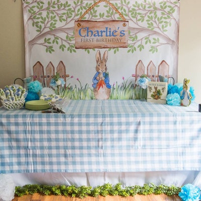 Peter Rabbit Backdrop, Bunny Birthday Backdrop, First Birthday, Baby ...