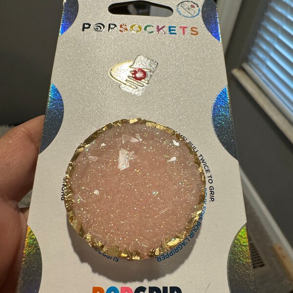Dusty Peachy Gemstone Druzzy Holographic Agate Geode Inspired Popsocket ...