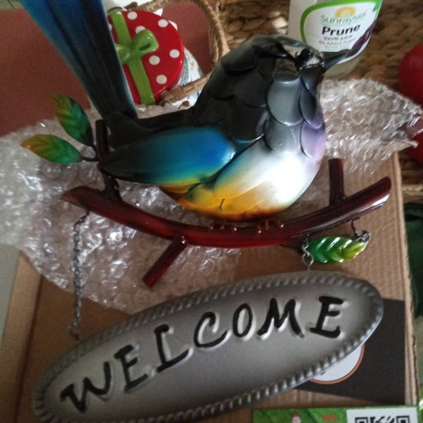 Rustic Flying Hummingbird Metal Wall Art Plaque - Outdoor House Home ...