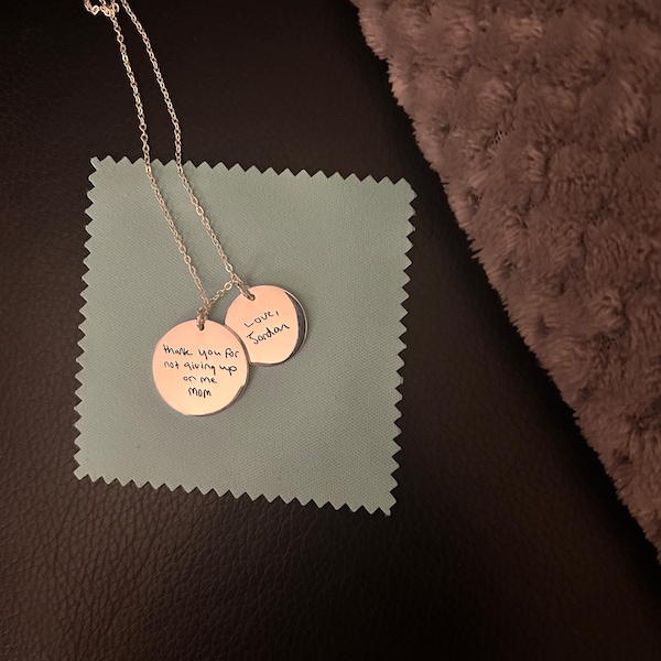 Engraved Handwriting Jewelry, Handwriting Necklace for Mom, Present for ...