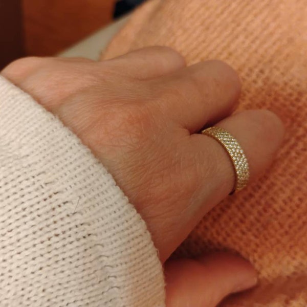 18K Gold Pave Ring Wedding Band Stackable Rings for Women Statement ...