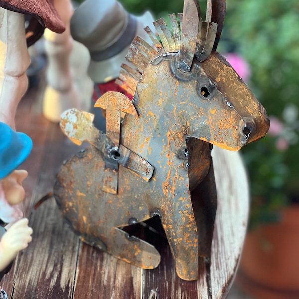 Handmade Metal Donkey Garden Sculpture: Rustic Outdoor Decor - Etsy