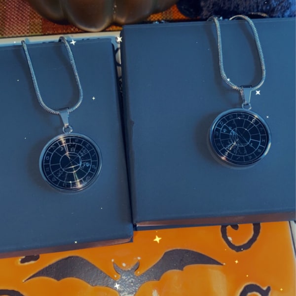 Astrology Birth Chart Necklace Personalized Pendant. Silver & Black ...