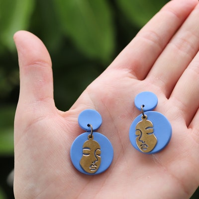 Brass Face Charms Face Shaped Raw Brass Pendant Brass Earring Findings ...