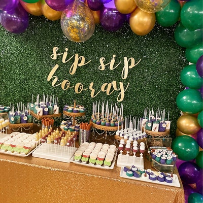 Sip Sip Hooray Banner, Celebration Banner, Drink Table Banner, Gold ...