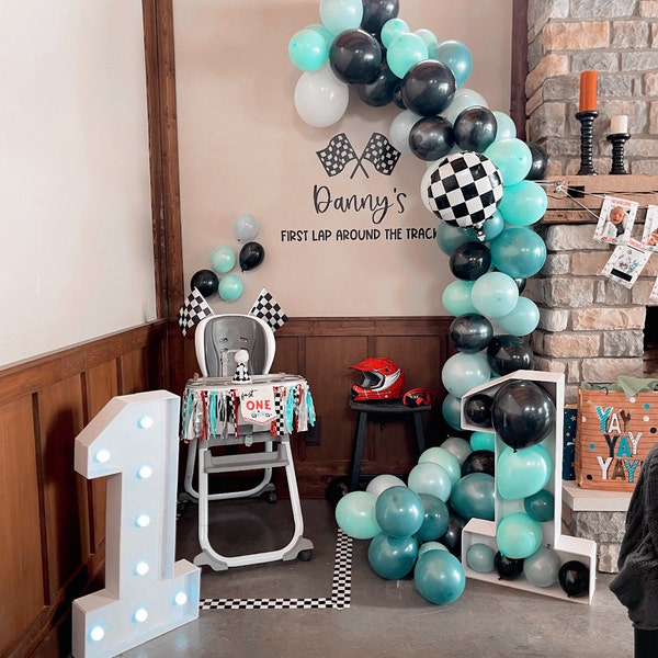 First Lap Around the Track Birthday Vinyl Decal, Race Car Party Decor ...