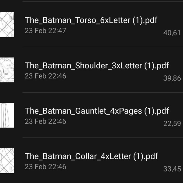Robert Bat Suit: Collar, Shoulder, Chest Abs, Gauntlet - A4 & Letter ...