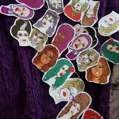 Drag Race Bunting, Includes Bianca Del Rio, Alaska, Bob the Drag Queen ...