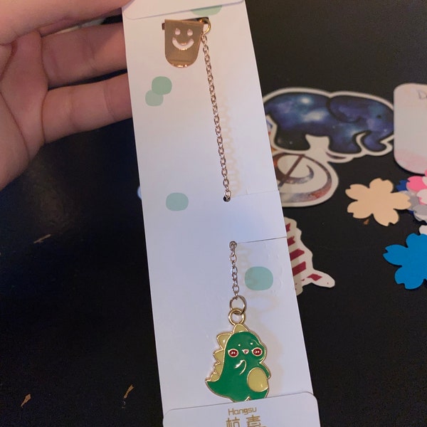 Charm Metal Bookmark With Clip | Cute Style Metal Bookmarks | Chain ...
