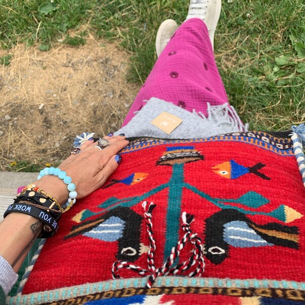 Zapotec Multicolor Rug Runner, 16"x39" Natural Wool Runner, Geometric ...