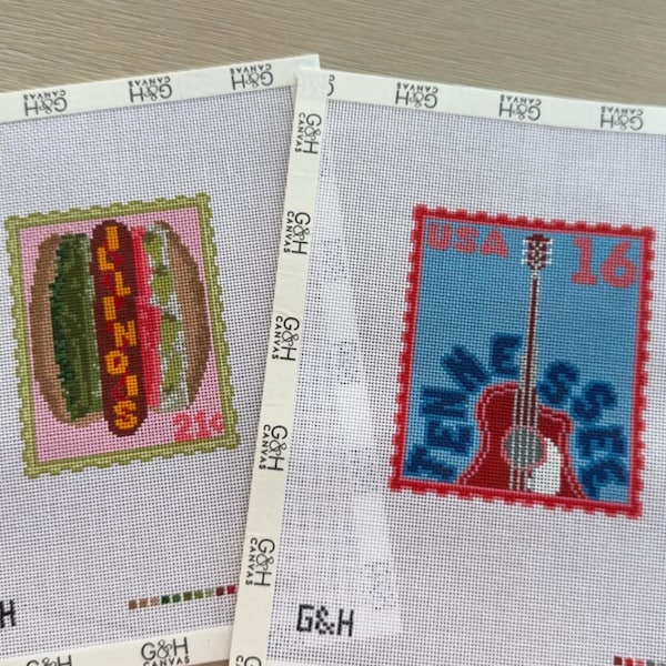 Texas Postage Stamp Needlepoint Canvas - Etsy