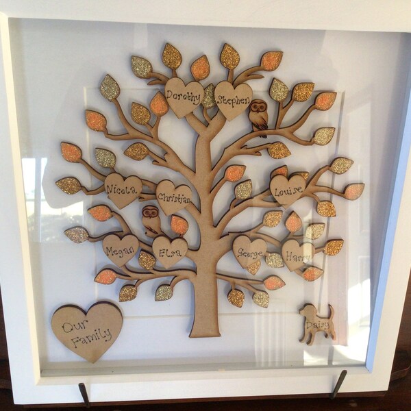 Large Family Tree Picture Box Frame Personalised up to 35 Names - Etsy ...