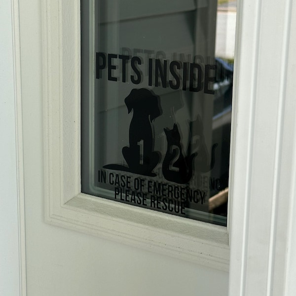 Emergency Pet Rescue Window Sticker | Pets Inside Rescue Decal for Dog ...