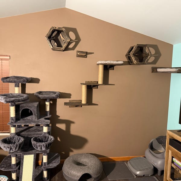 Ceiling Cat Furniture Playground Wood Cat Furniture Set of 4 Houses and ...