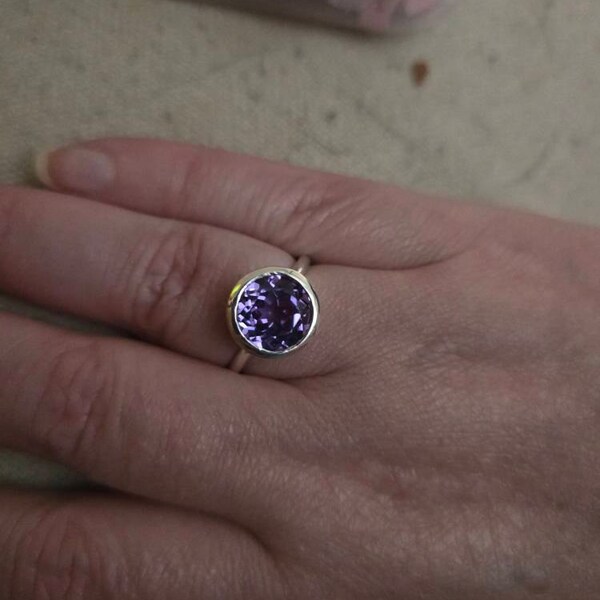 Tanzanite Solitaire Ring, 6 X 8 Oval Bezel Set Handmade Ring, 925 ...