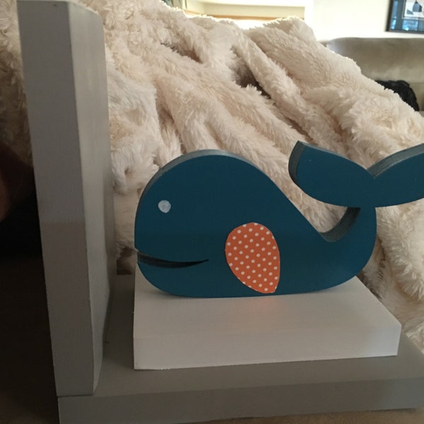Whale Bookends Wooden Whale Nautical Bookends Nautical Nursery Whale ...