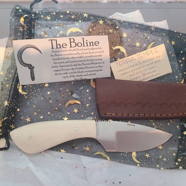 HERB KNIFE Boline With Belt Sheath Herbalist Tool Herbs Foraging Blade ...