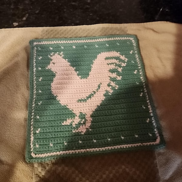 Crochet Pattern ~ Rooster Potholder - Tapestry Crochet Hot Pad ...