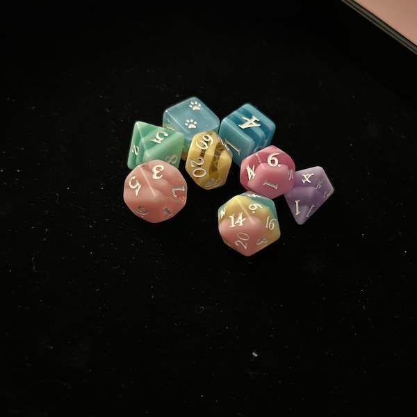 Pastel Rainbow TTRPG Dice Set, Polyhedral Dice, D&D Dice, Dungeons and ...