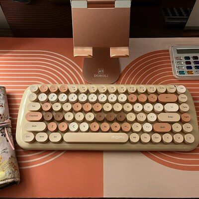 Two Toned Boho Print Desk Mat, Aesthetic Desk Accessory, Cute Workspace ...