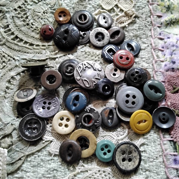 Vintage Fancy White Plastic Button Lot Crafting, Junk Journal ...