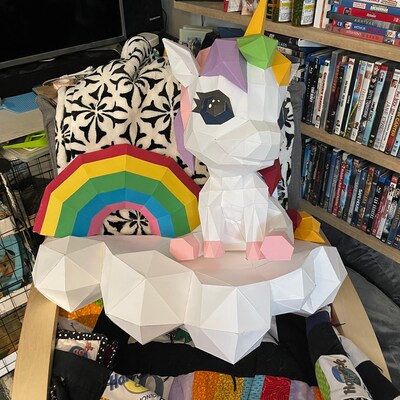 Papercraft 3D Unicorn on Clouds & Rainbow PDF,SVG Template for DIY ...