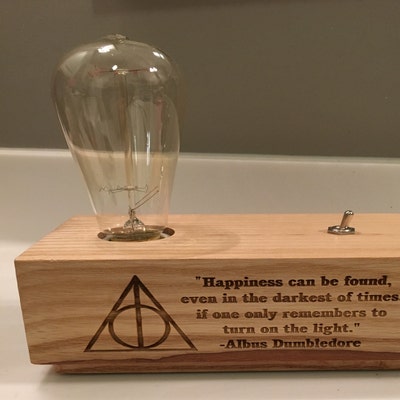 Edison Lamp Engraved Personalized Custom Handmade Wood Desk Lamp With ...