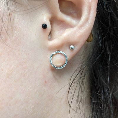 Silver Helix Cuff Ear Cuff Double Helix Cuff Hammered Ear Cuff ...