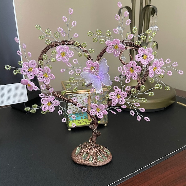 Beads Tree - Heart ,tree of Love,spring Blossom Purple-pink Tree ...