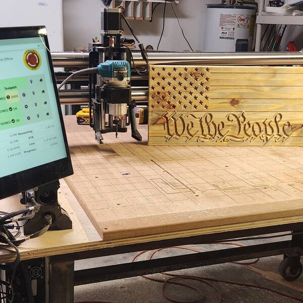 Cnc G-code File for American Flag. (WE THE PEOPLE) Size of Flag is 11. ...