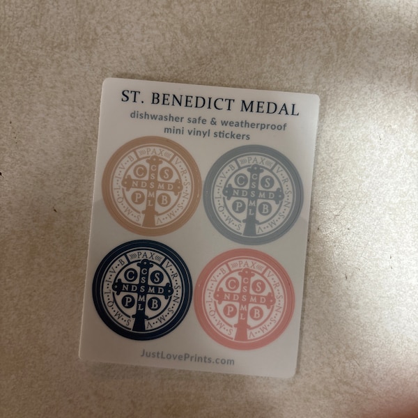 Set of 4, 1 Inch St. Benedict Medal Stickers, Catholic Stickers, St ...