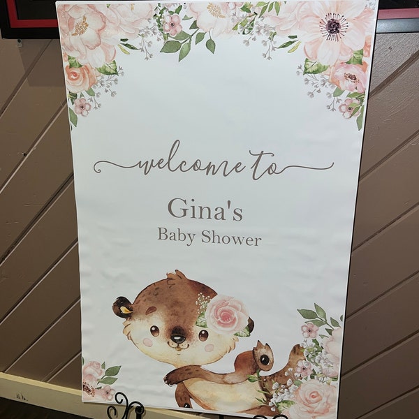 Otter Welcome Baby Shower Sign Woodland Forest Animal Digital Printable ...