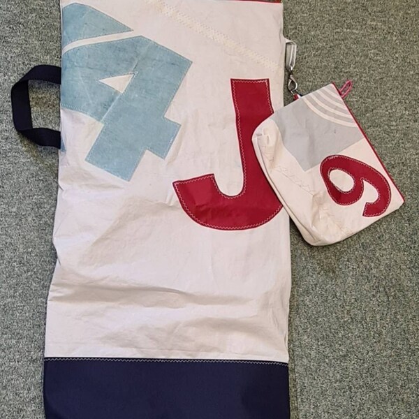 Monogram Tote Bag Upcycled Sail Personalized Shoulder Gift Recycled ...