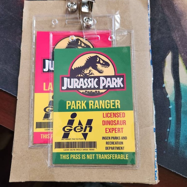 Jurassic Park - Clip-on Ingen ID Photo Pass Badge Set Prop Collection ...