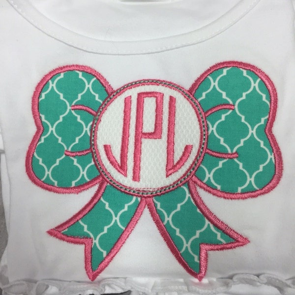 Bow Monogram Digital Machine Embroidery Applique Design 4 SIZES!!! - Etsy
