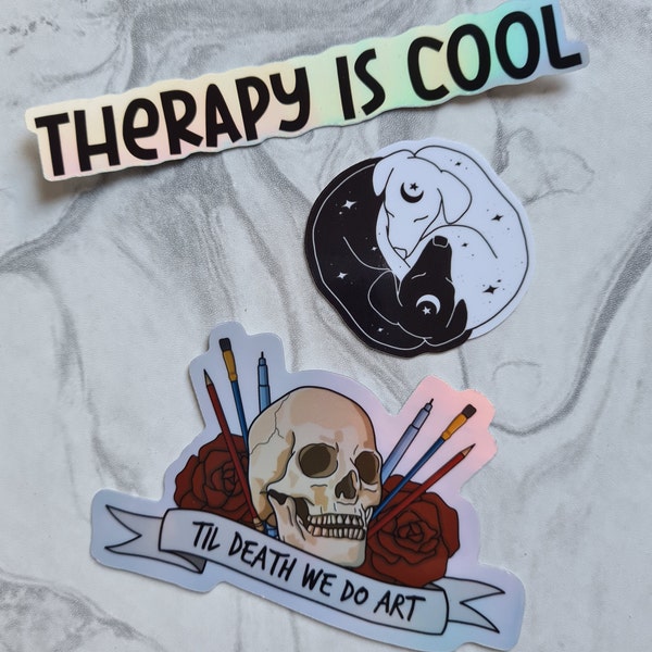 Therapy is Cool Sticker, Holographic Sticker, Waterproof Sticker ...