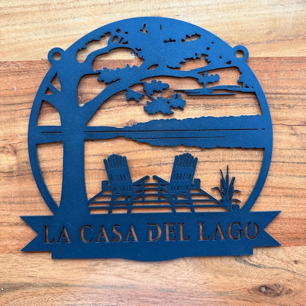 Custom Lake House Sign, Lake Scene Metal, Personalized Lake House Decor ...