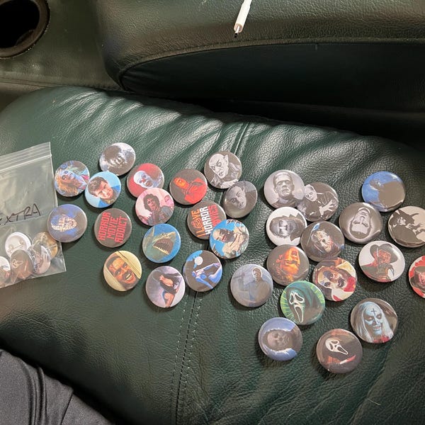 Horror Movie Halloween Pinback Buttons Lot of 100 Pins, Monster Spooky ...