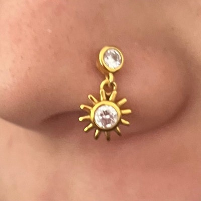 Flower With Blue Stem Nose Stud Nose Pins Nose Jewelry - Etsy