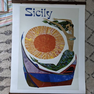 Sicily Mermaid Italy Italia Travel Tourism Vintage Poster Repro on ...