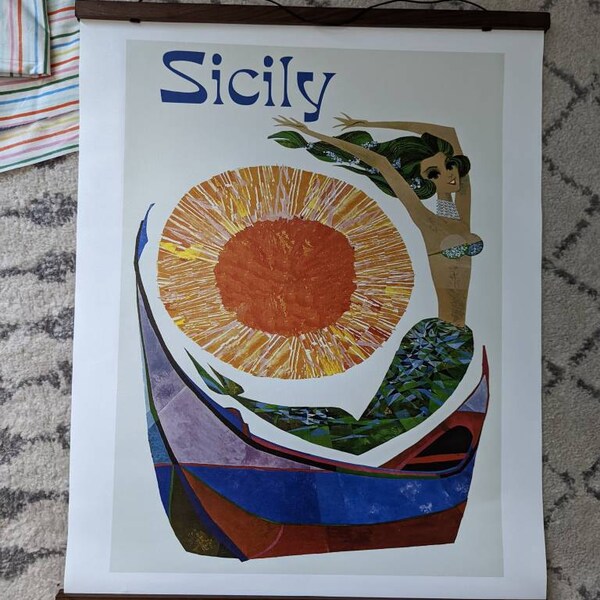 Sicily Mermaid Italy Italia Travel Tourism Vintage Poster Repro on ...