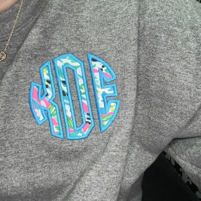 Preppy Embroidered Monogrammed Sweatshirt Pullover Colorful Monogram ...