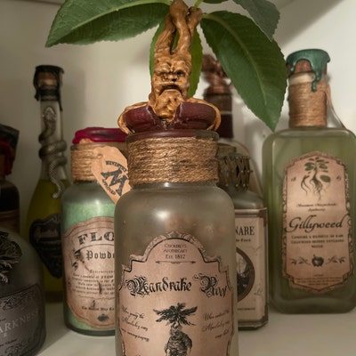 Mandrake Root Herbology Magic Potion Glass Bottle Inspired - Etsy UK