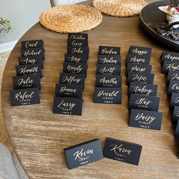Black Place Cards | Handwritten Place Cards | Wedding Place Cards ...
