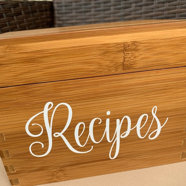 Recipes Label Fancy Font | Custom Color Vinyl Decal Sticker for Box ...